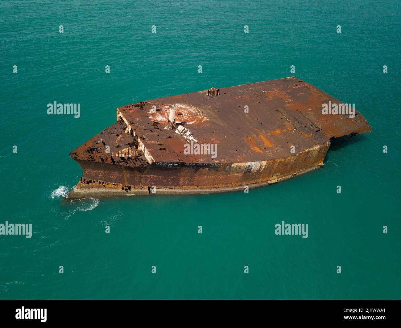 Mara Hope ship wreck on Fortaleza beach, Brazil. Ocean pollution from ...
