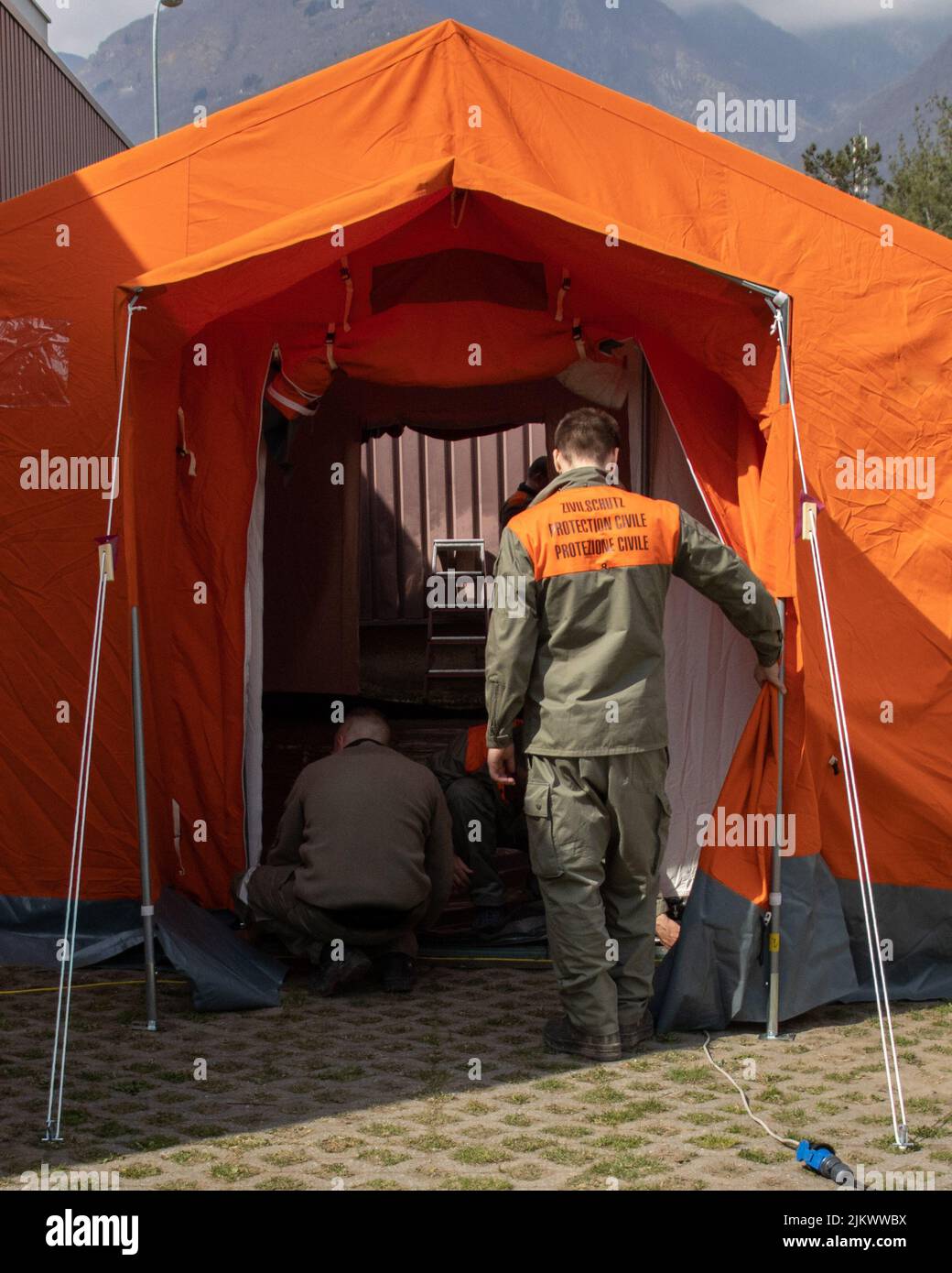 The Protezione Civile, Civil Protection at work in Stock Photo - Alamy