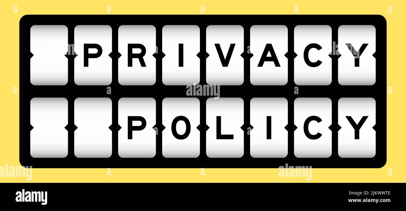 Black color in word privacy policy on slot banner with yellow color ...