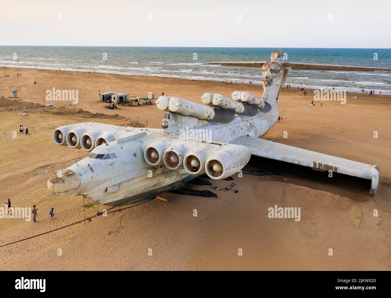 Project 903 "Lun" ekranoplan missile ship on the shore of the Caspian ...