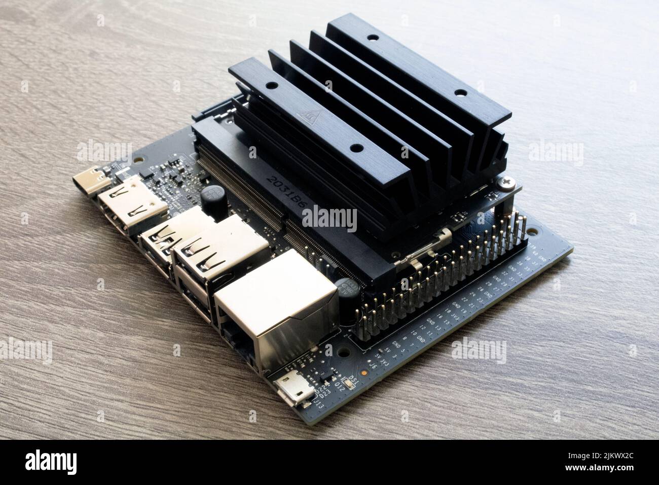 A micro-computer development board for electrical engineering on table ...
