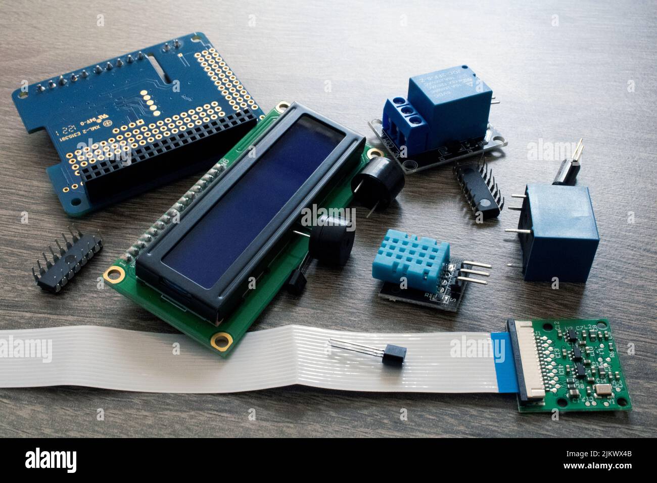 A microchip on a stacked breadboard for electrical engineering on a ... A microchip on a stacked breadboard for electrical engineering on a ...