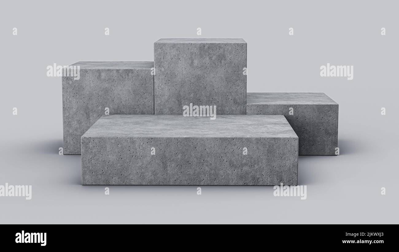Stone showcase or rock podium stand on gray background with Pedestal of ...