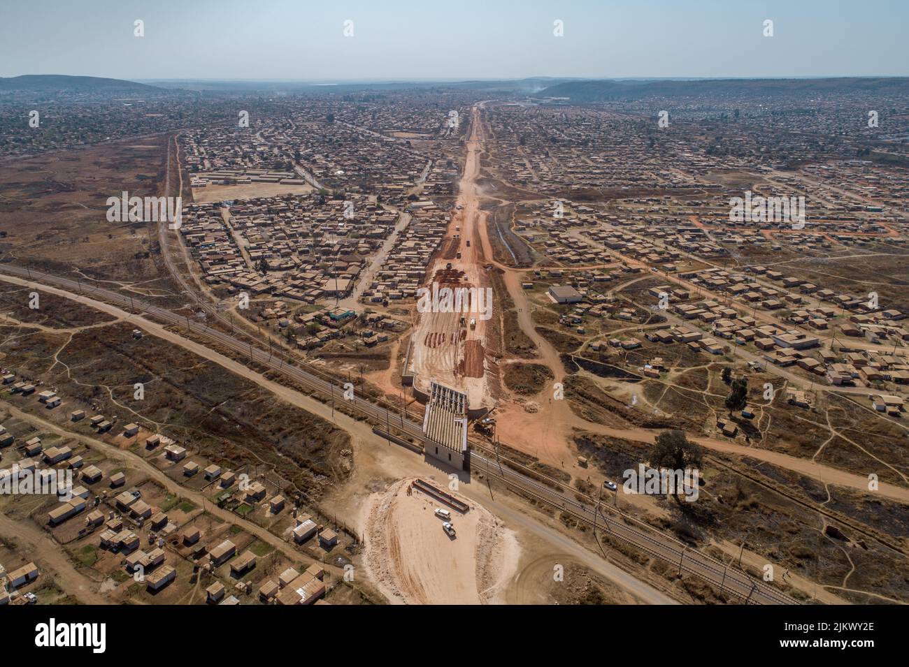 An aerial view of road construction in Africa Stock Photo - Alamy