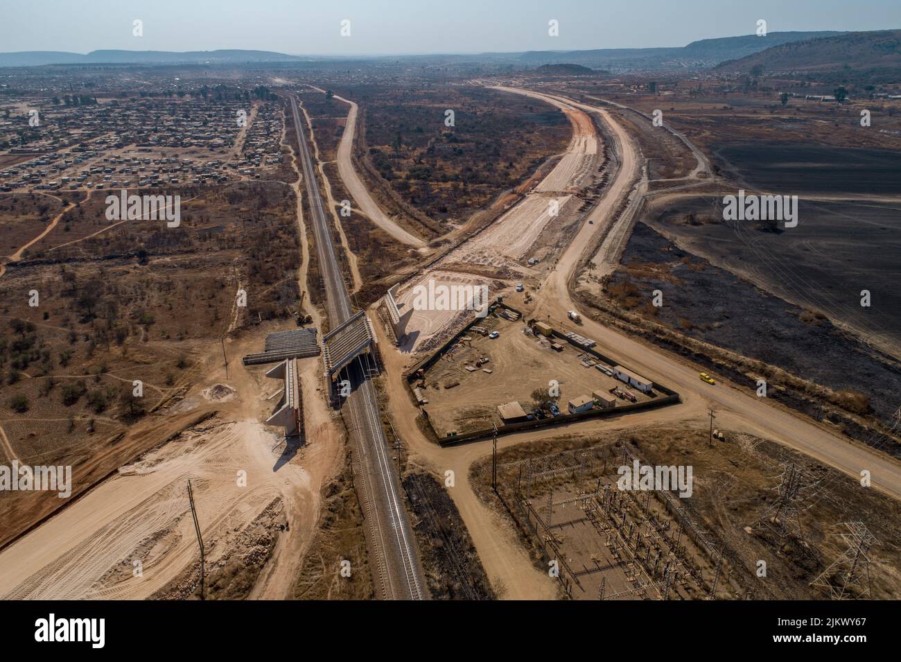 An aerial view of road construction in Africa Stock Photo - Alamy