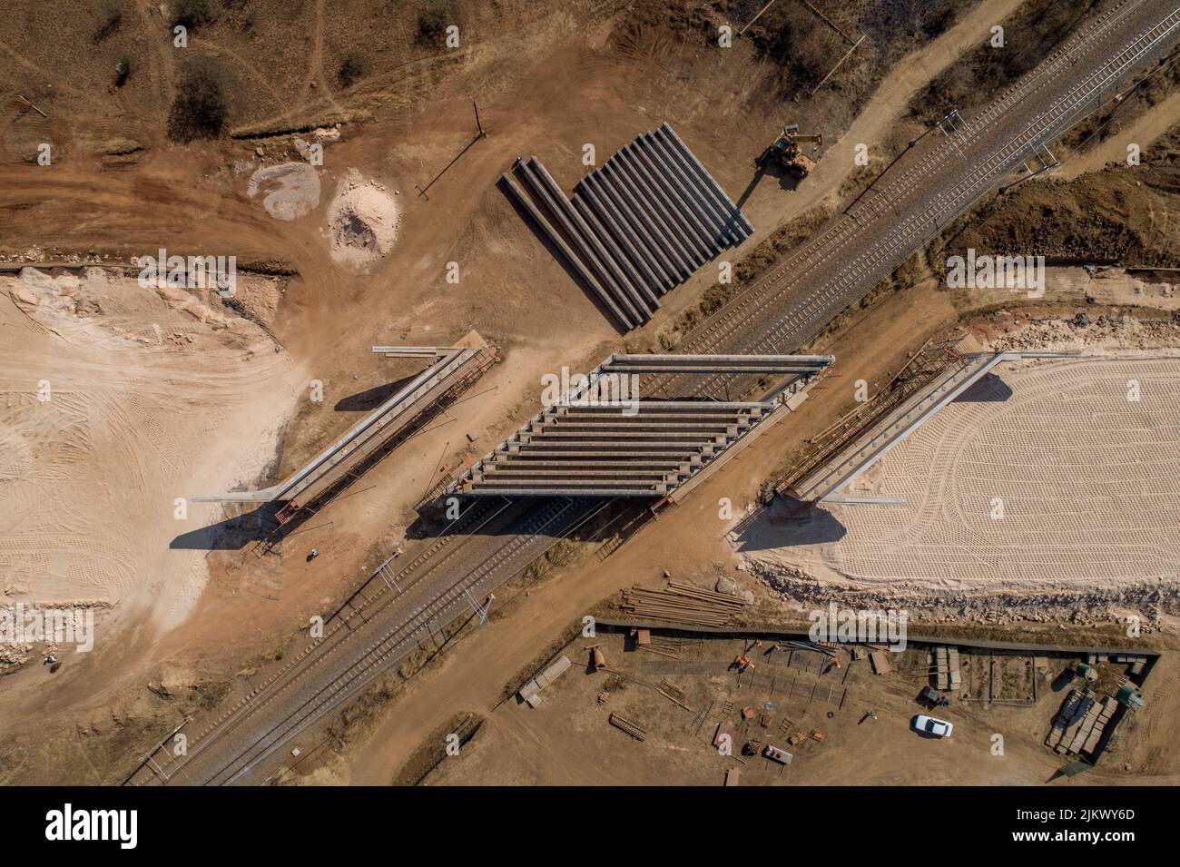 An aerial view of a road construction Stock Photo - Alamy