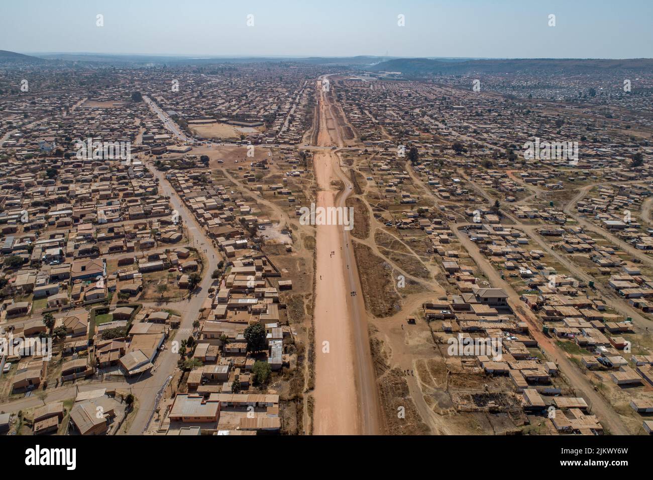 An aerial view of a road through a town Stock Photo - Alamy