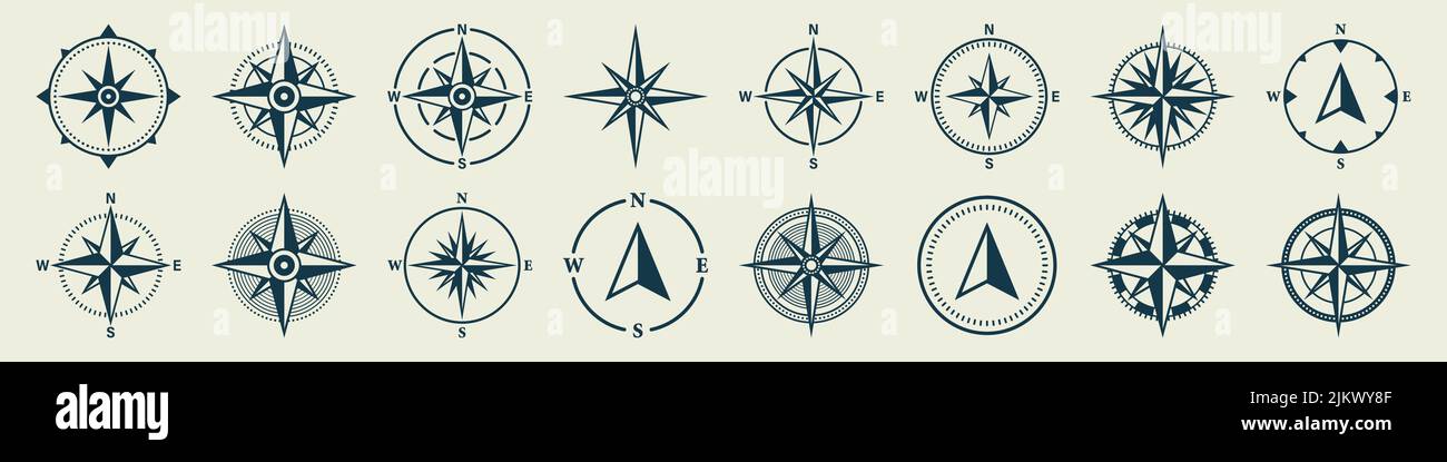 Vintage marine wind rose, nautical chart. Monochrome navigational ...