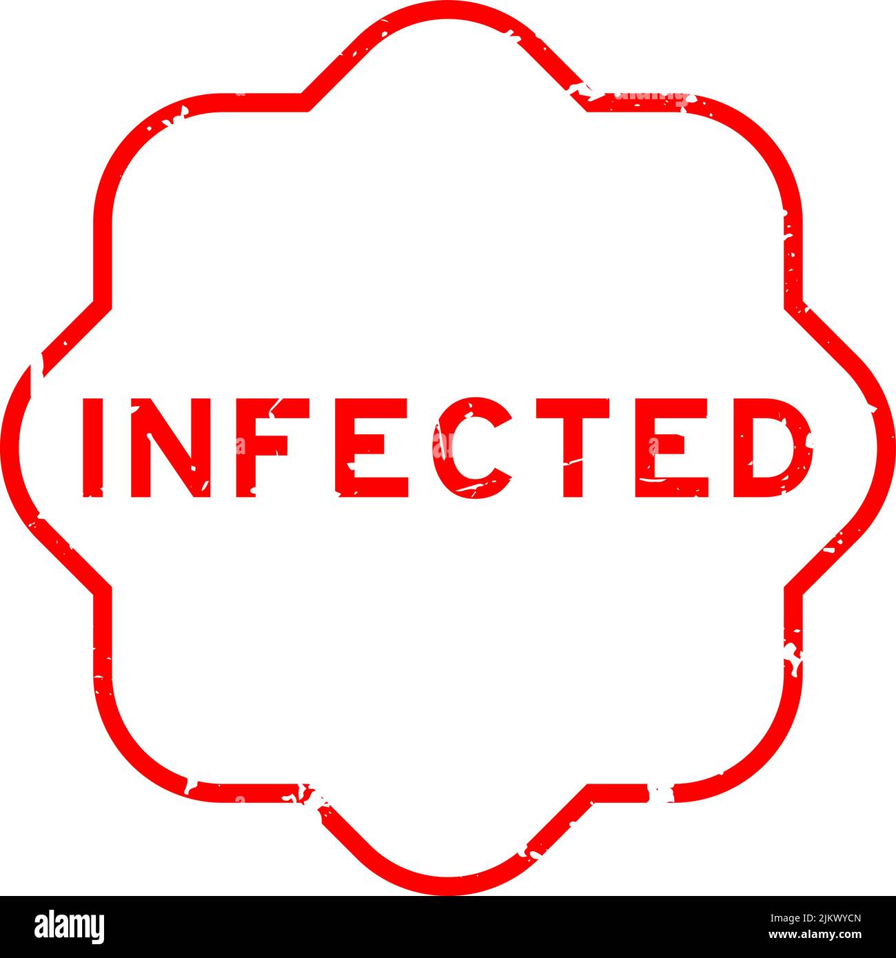 Grunge red infected word rubber seal stamp on white background Stock ...