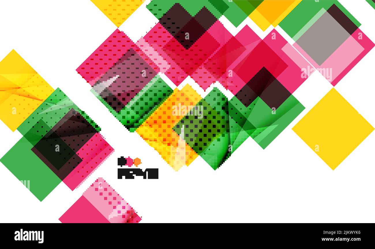 Bright colorful textured geometric shapes isolated on white - modern ...
