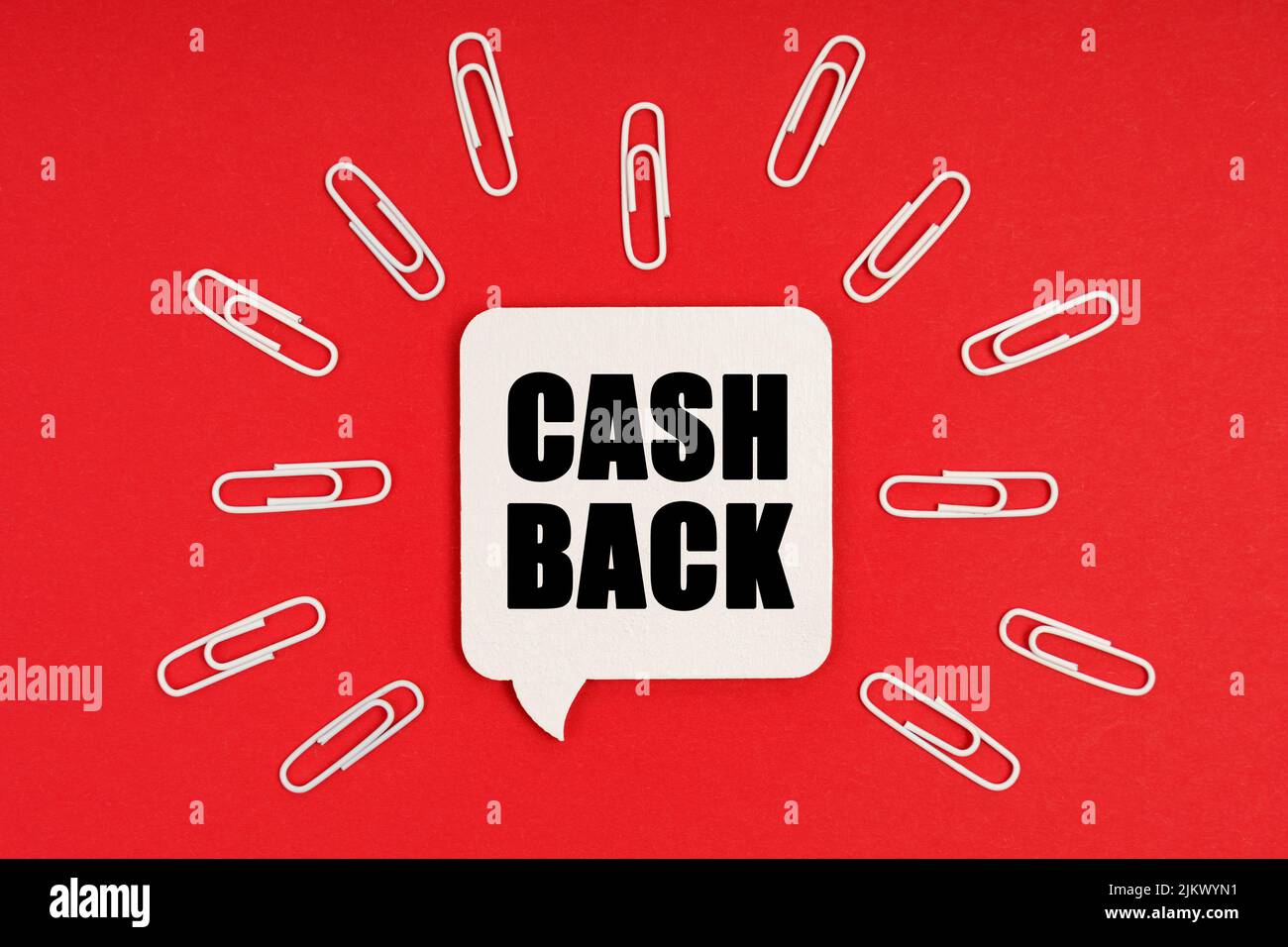 Business and finance concept. On a red background are paper clips and a ...