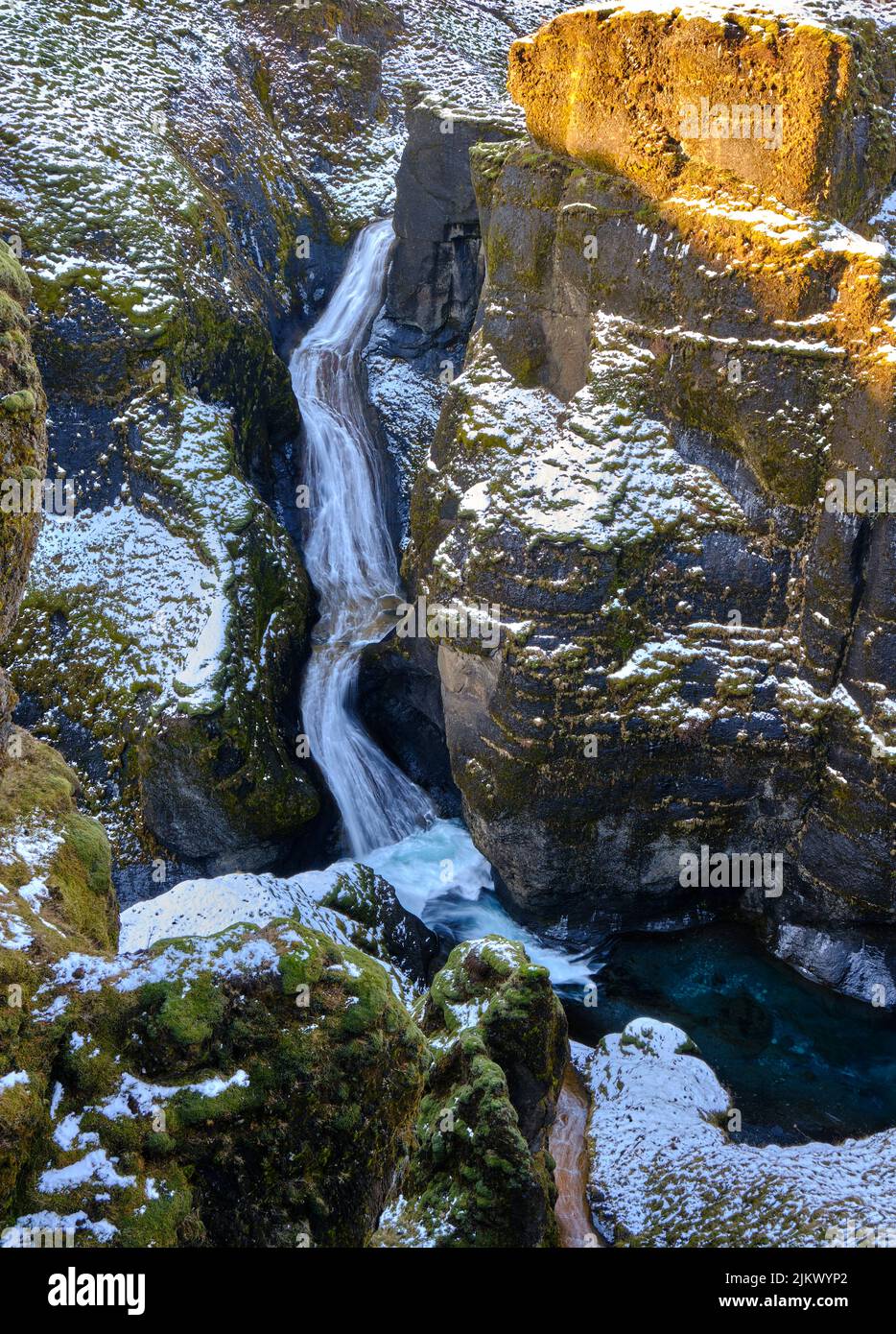 Waterfall in Fjadrargljufur Canyon, Southern Iceland, Fjadra River ...