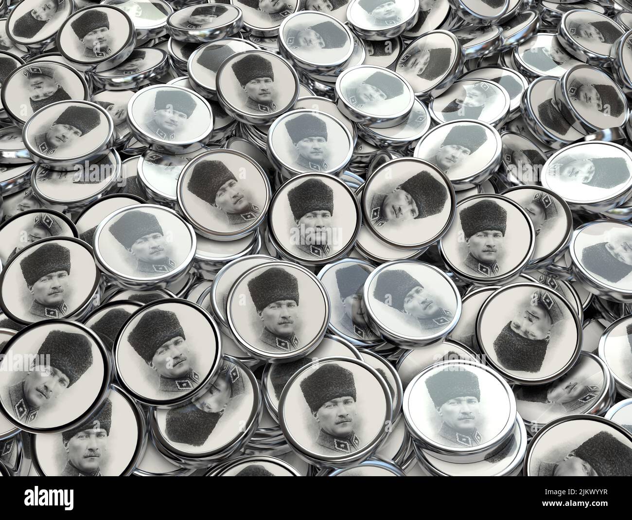 A closeup of Mustafa Kemal Ataturk icons in grayscale Stock Photo - Alamy