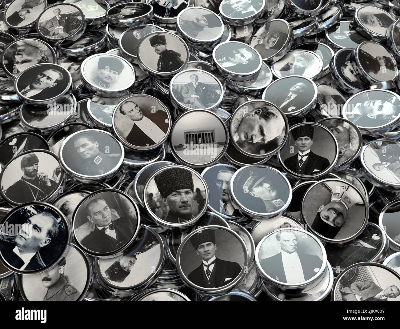 A closeup of Mustafa Kemal Ataturk icons in grayscale Stock Photo - Alamy
