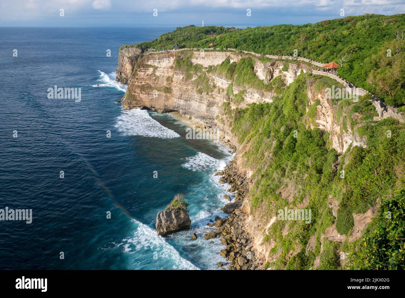 An aerial view of the cliffs and beautiful coast of Bali, Indonesia ...