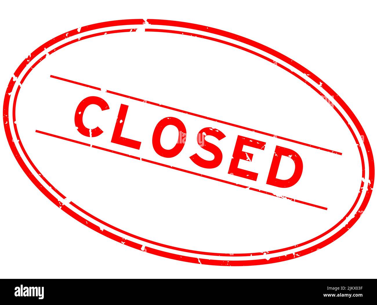 Grunge red closed word oval rubber seal stamp on white background Stock ...