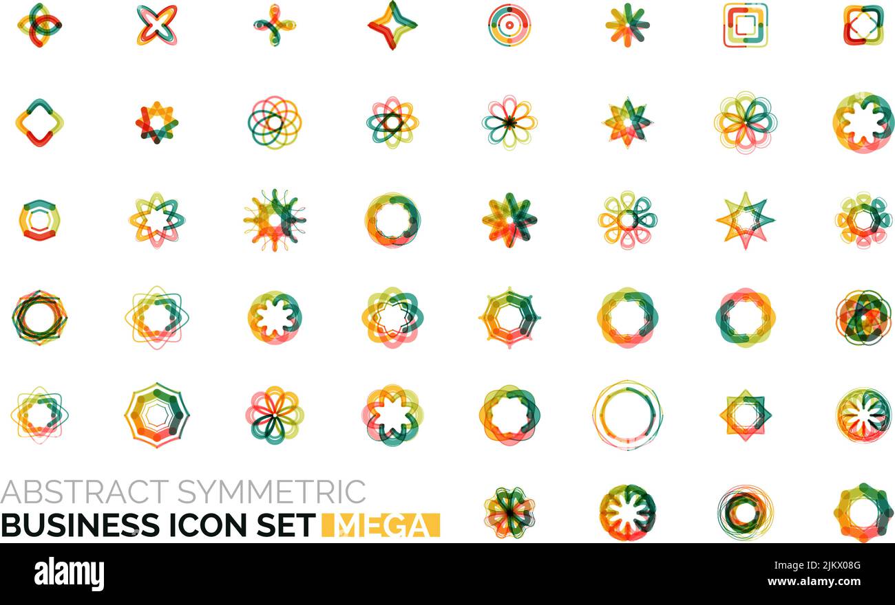 Abstract symmetric geometric shapes, business icon logo mega collection ...