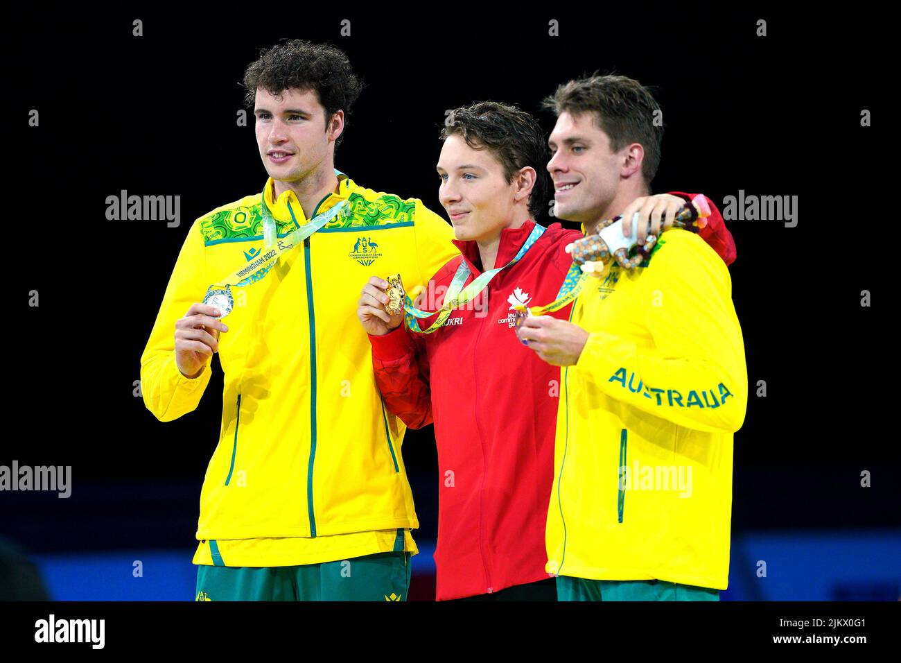 Canada's Nicholas Bennett (centre) with the gold medal, Australia's ...