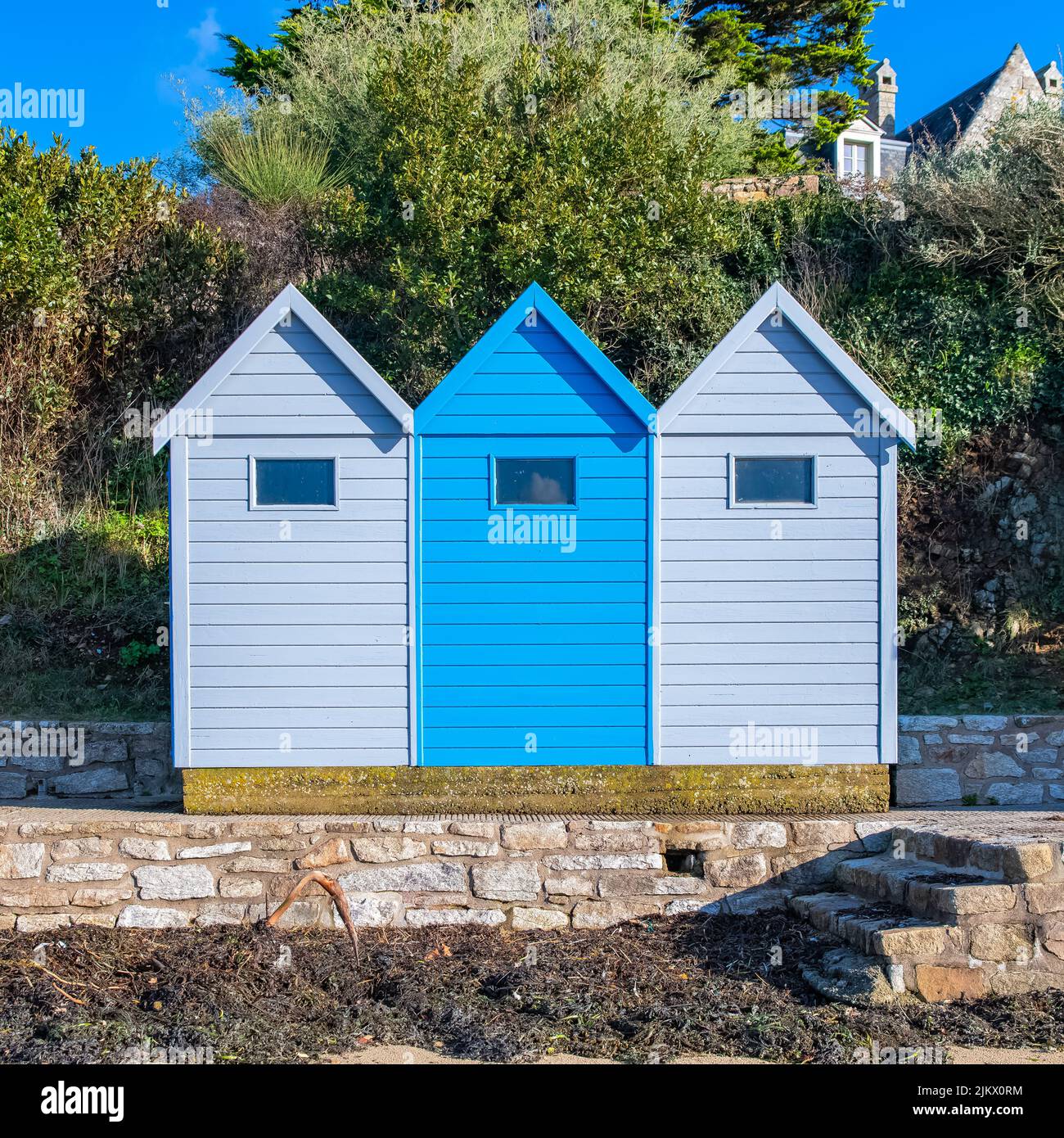 Ile-aux-Moines, France, bathing huts on the beach Stock Photo - Alamy