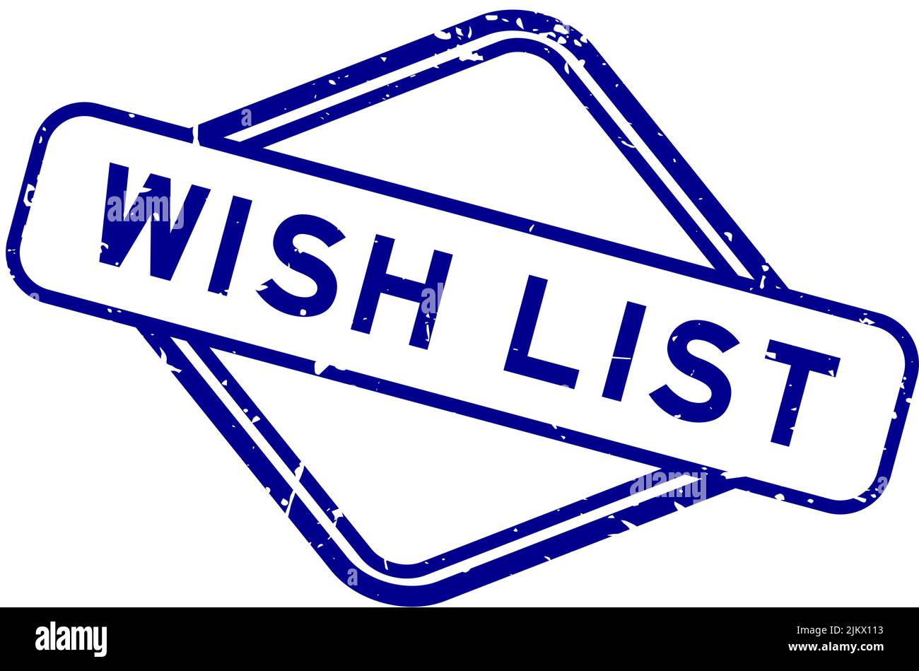 Grunge blue wish list word rubber seal stamp on white background Stock ...
