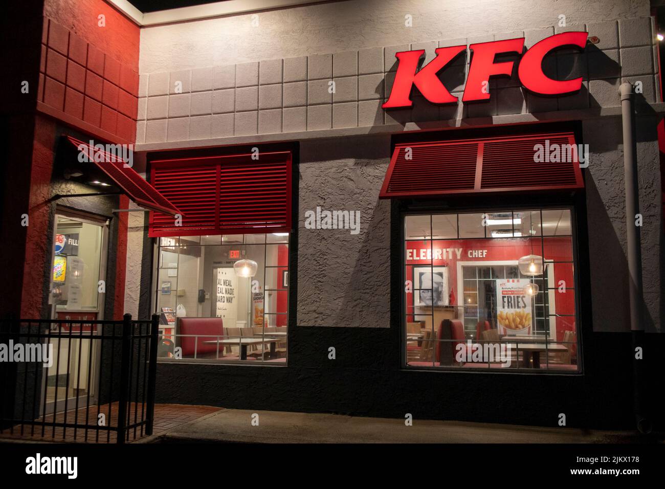 Augusta, Ga USA - 10 18 21: Kentucky Fried Chicken restaurant at night ...
