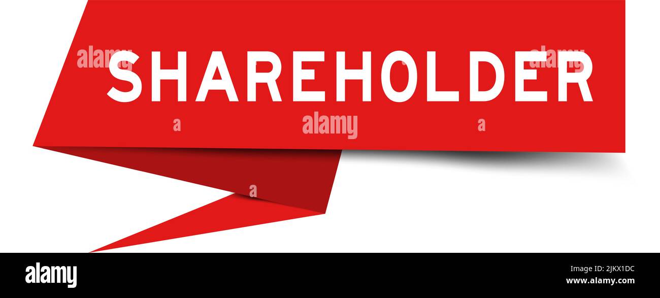 Red color speech banner with word shareholder on white background Stock ...
