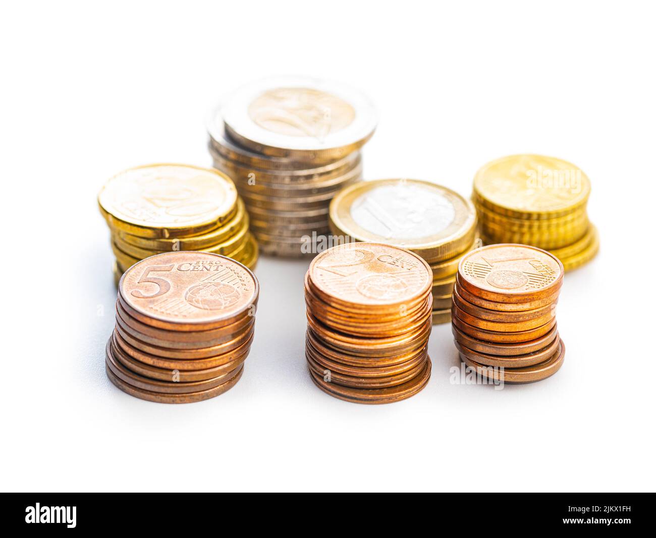 Stack of euro coins isolated on a white background Stock Photo - Alamy