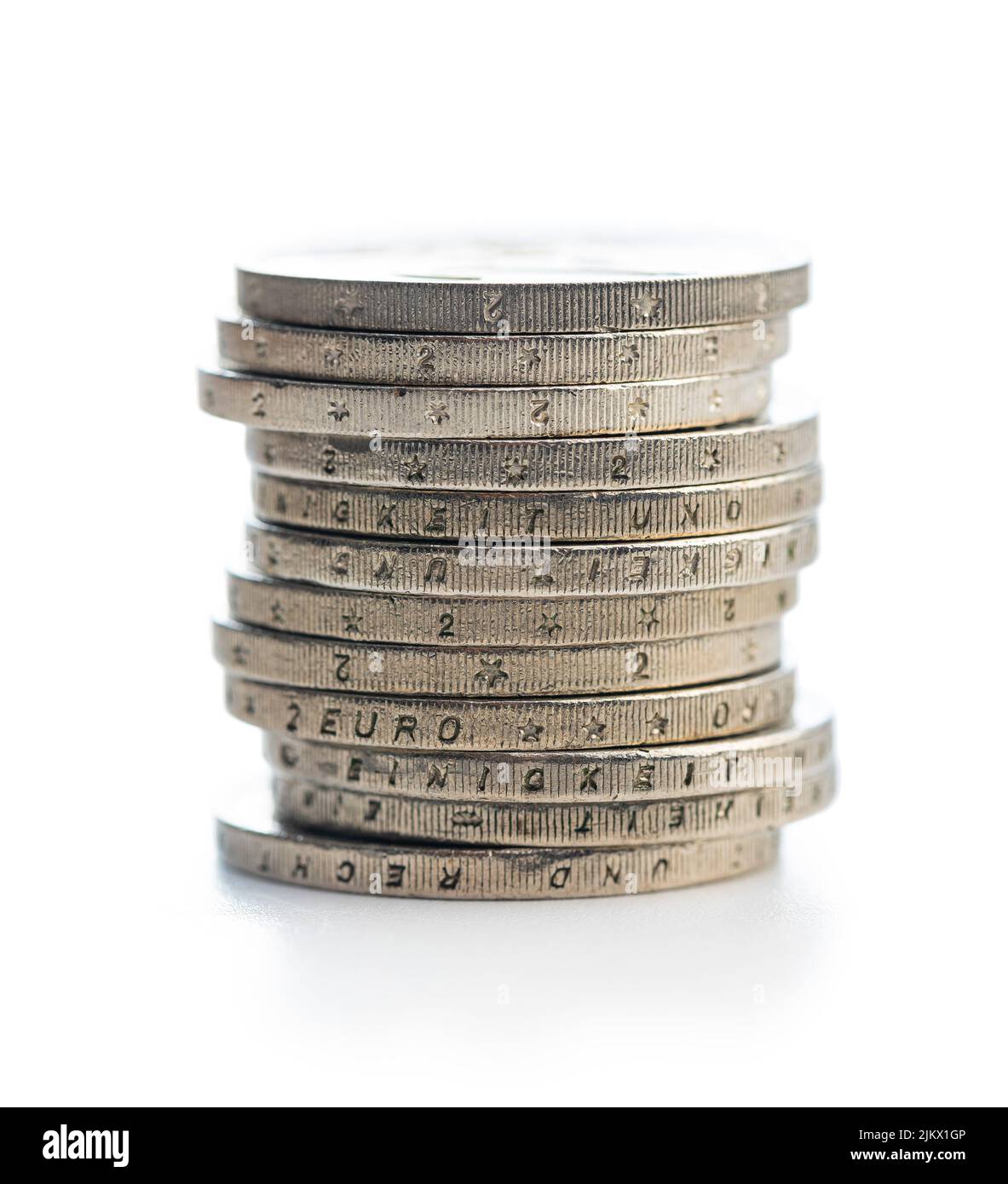 Stack of euro coins isolated on a white background Stock Photo - Alamy