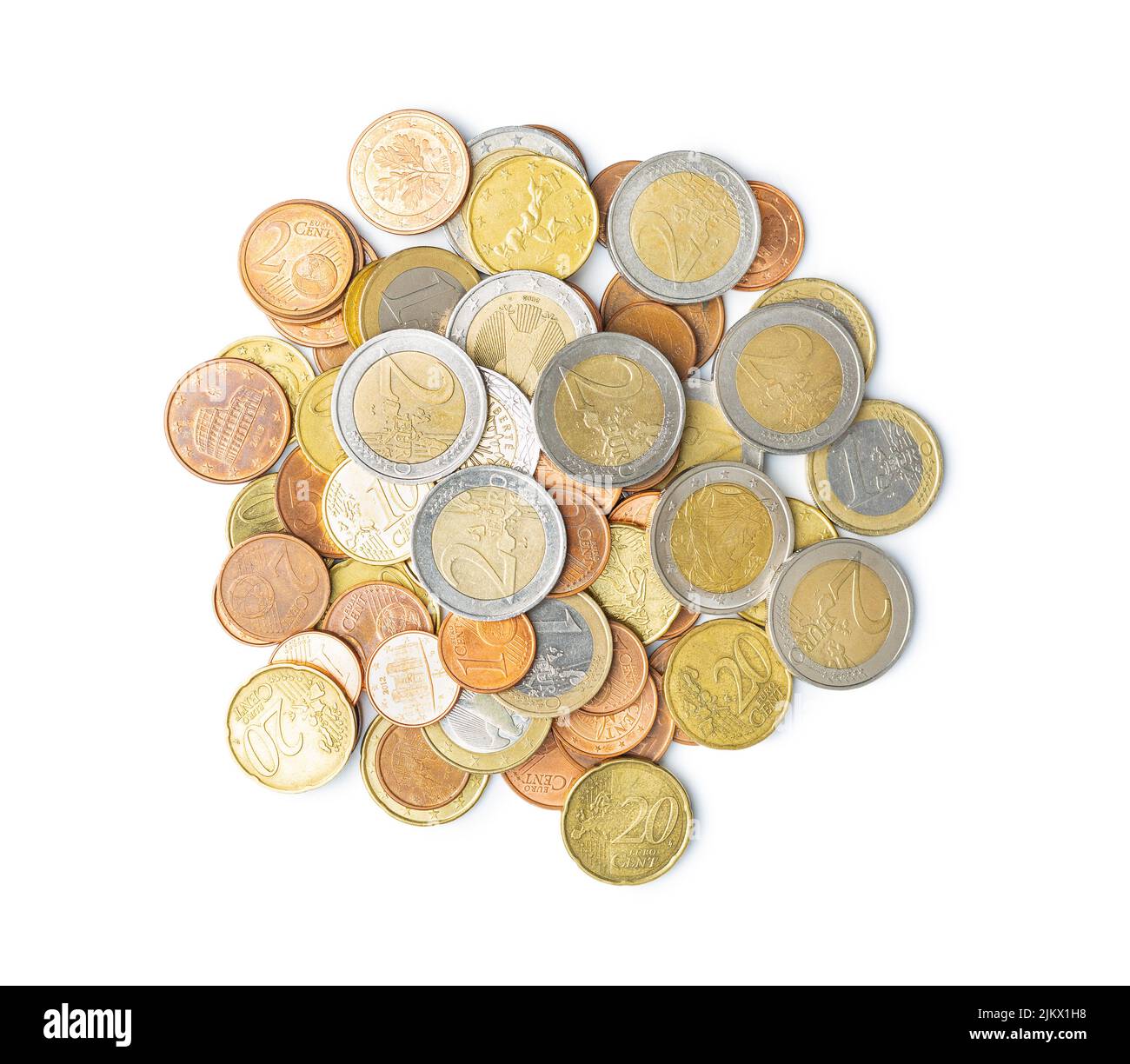Pile one euro coins Cut Out Stock Images & Pictures - Alamy