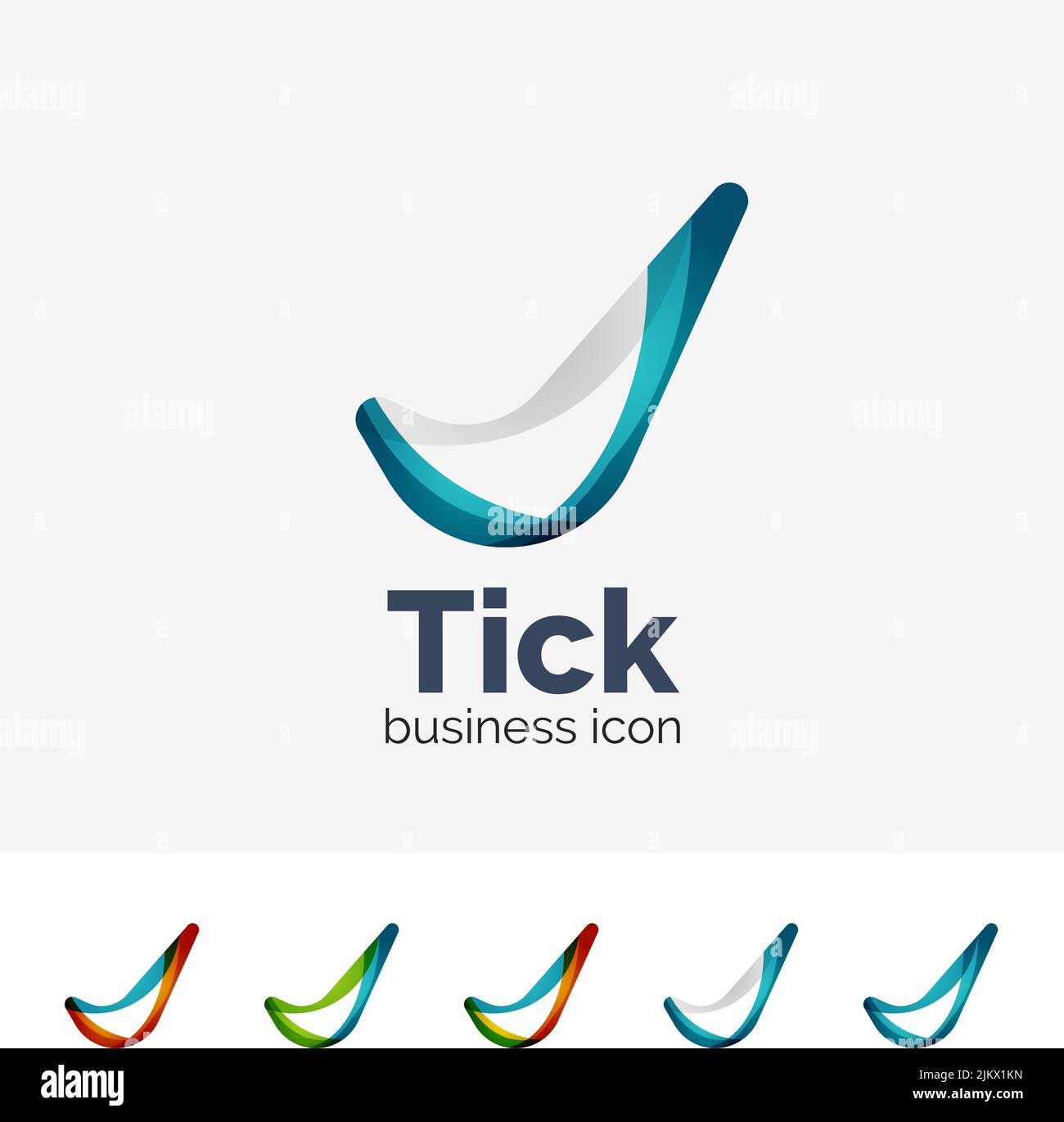 Set of modern tick abstract wave logos, business icons. Geometric ...