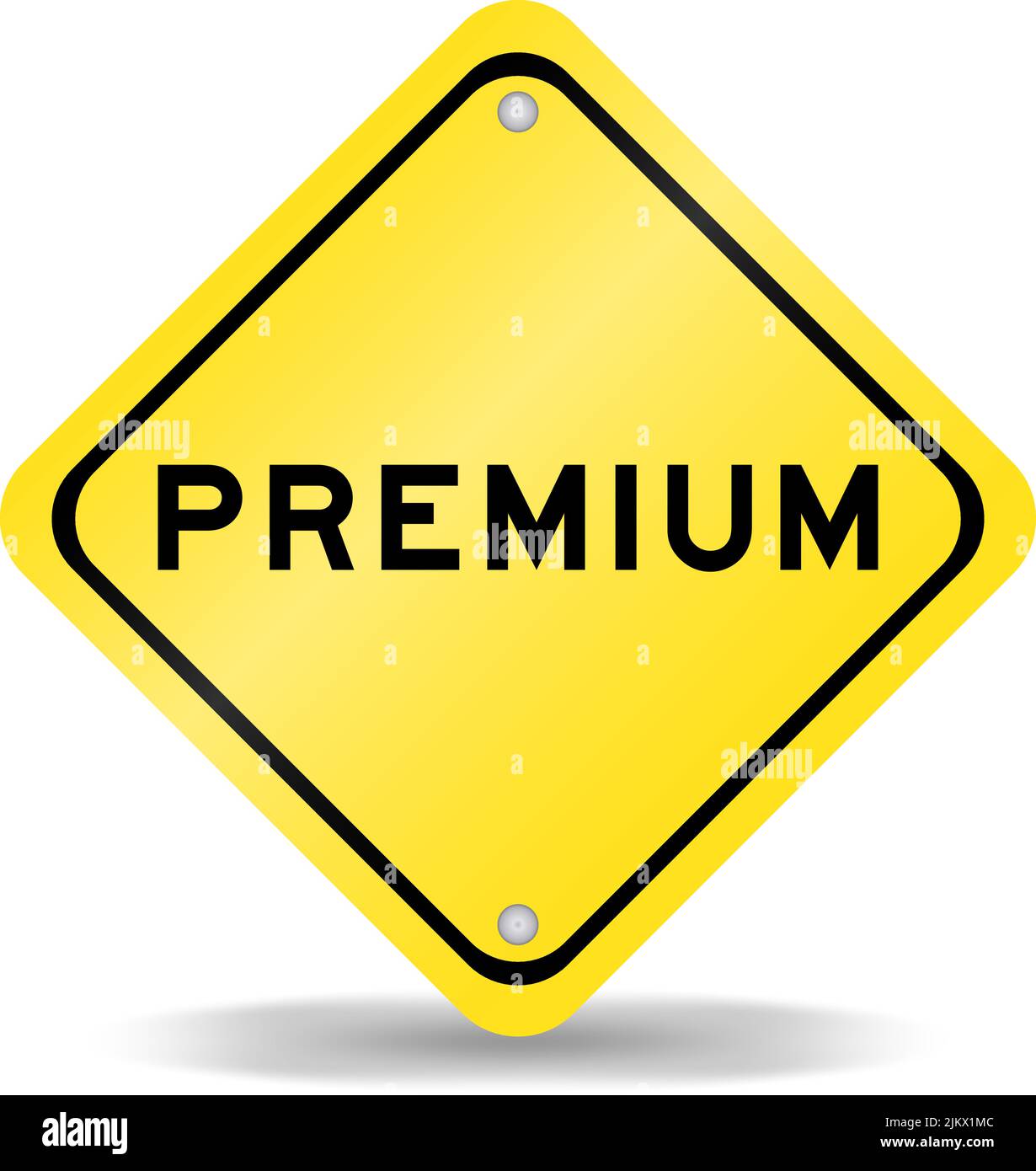 Yellow color transportation sign with word premium on white background ...