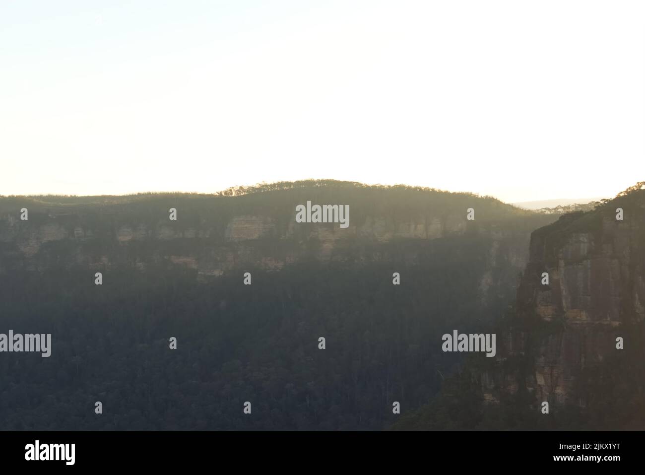 A distant view of range of the Blue Mountains in Sydney, Australia ...