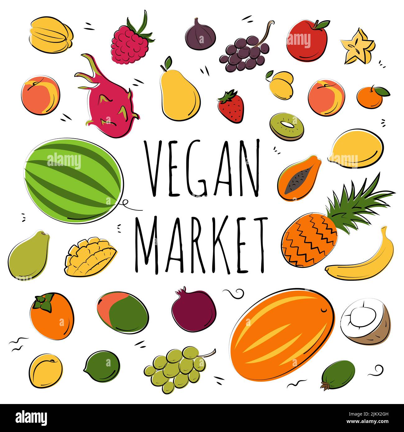 Vegetable set. Vector flat illustration. Vegetarian concept Stock ...