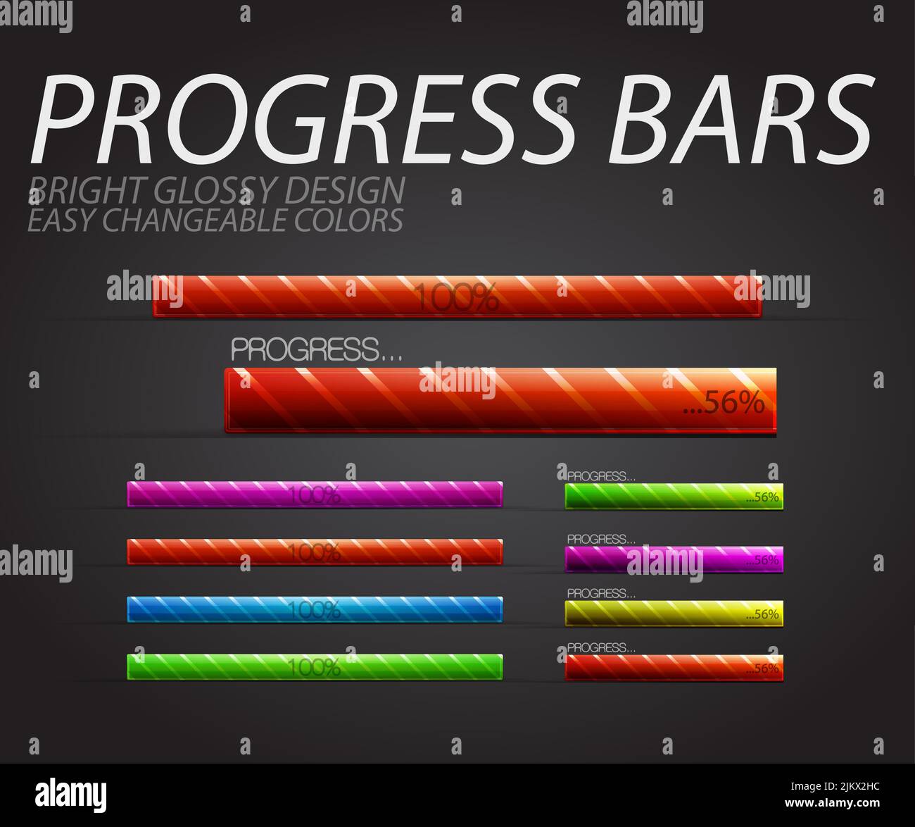 Colorful progress bar elements in variations Stock Vector Image & Art - Alamy