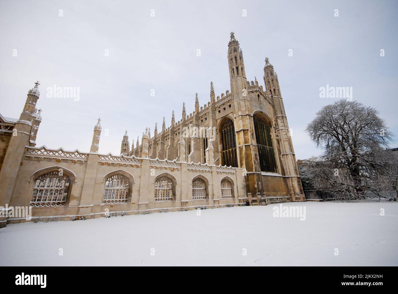 Winter in Cambridge with snow in front of Kings College University of ...