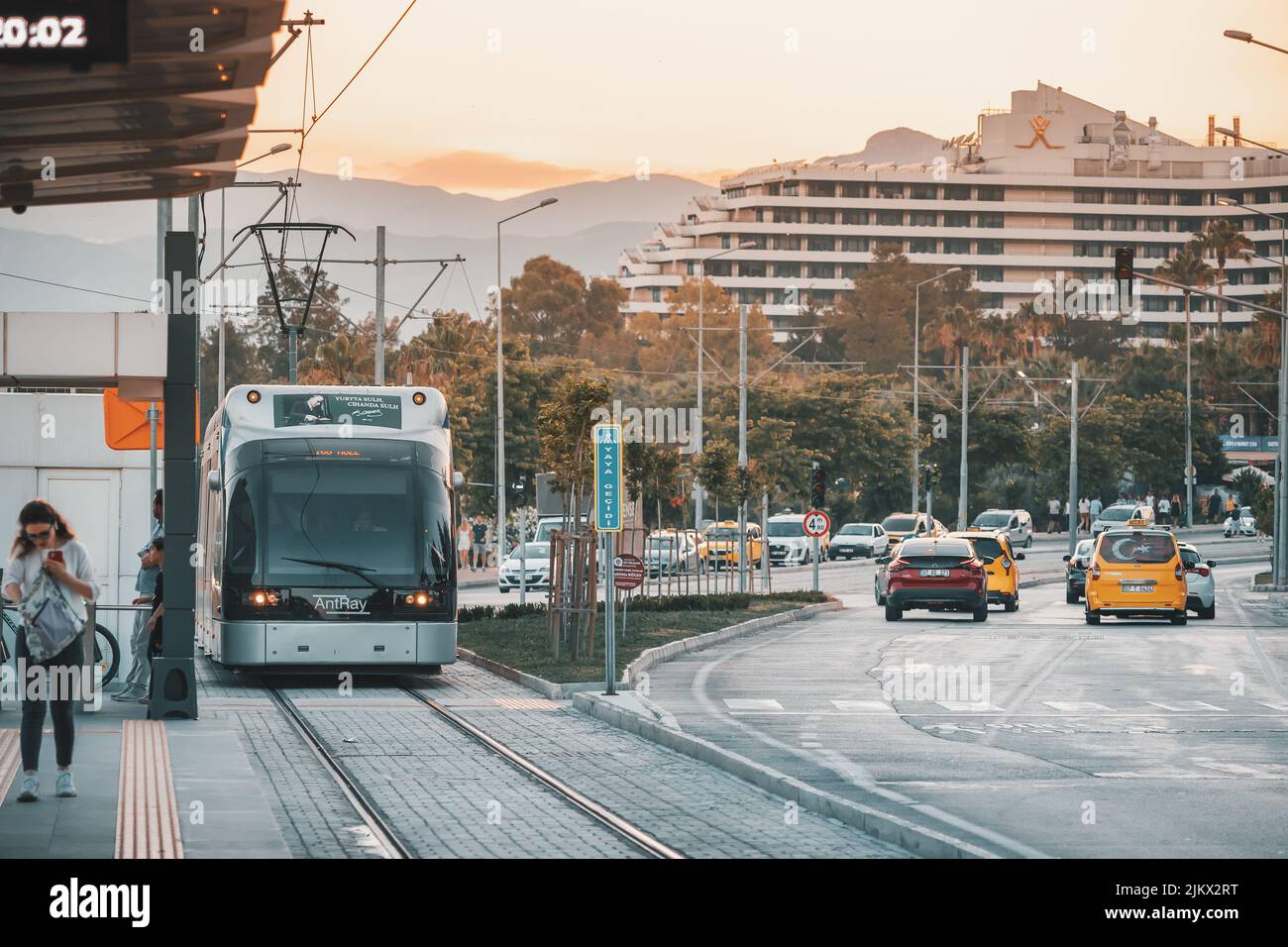 17 June 2022, Antalya, Turkey: Modern Antray Tram and Turkish and ...