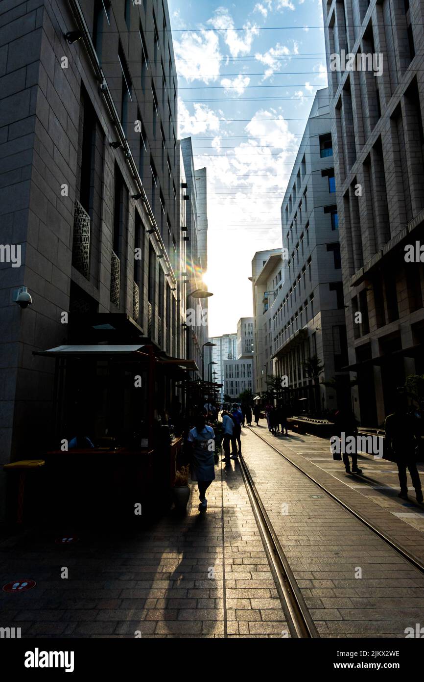 A vertical shot of Msheireb Downtown Doha with beautiful architecture ...