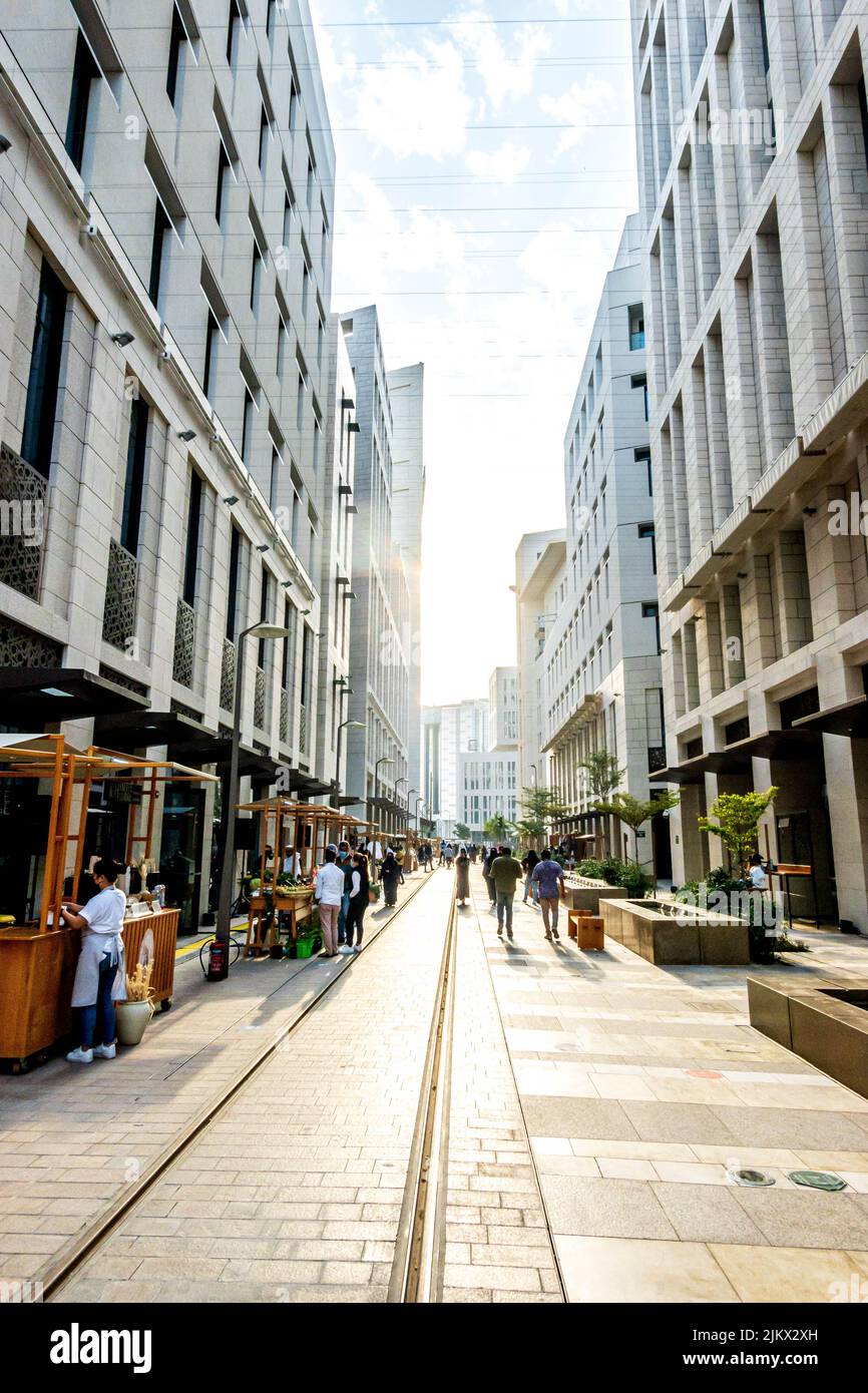 A vertical shot of Msheireb Downtown Doha with beautiful architecture ...