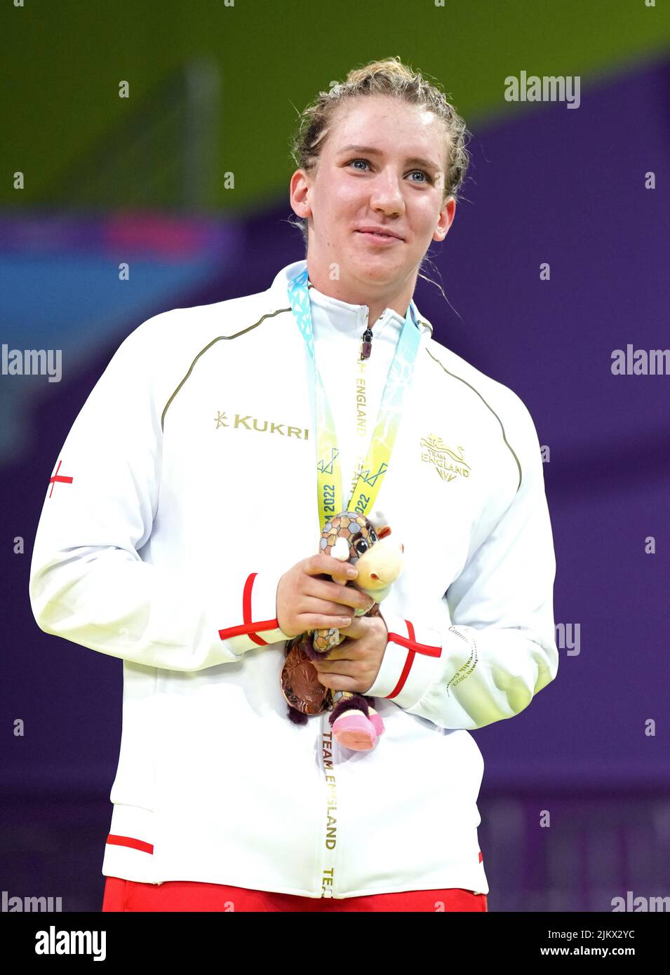 England's Louise Fiddes with the bronze medal after the Women's 200m ...