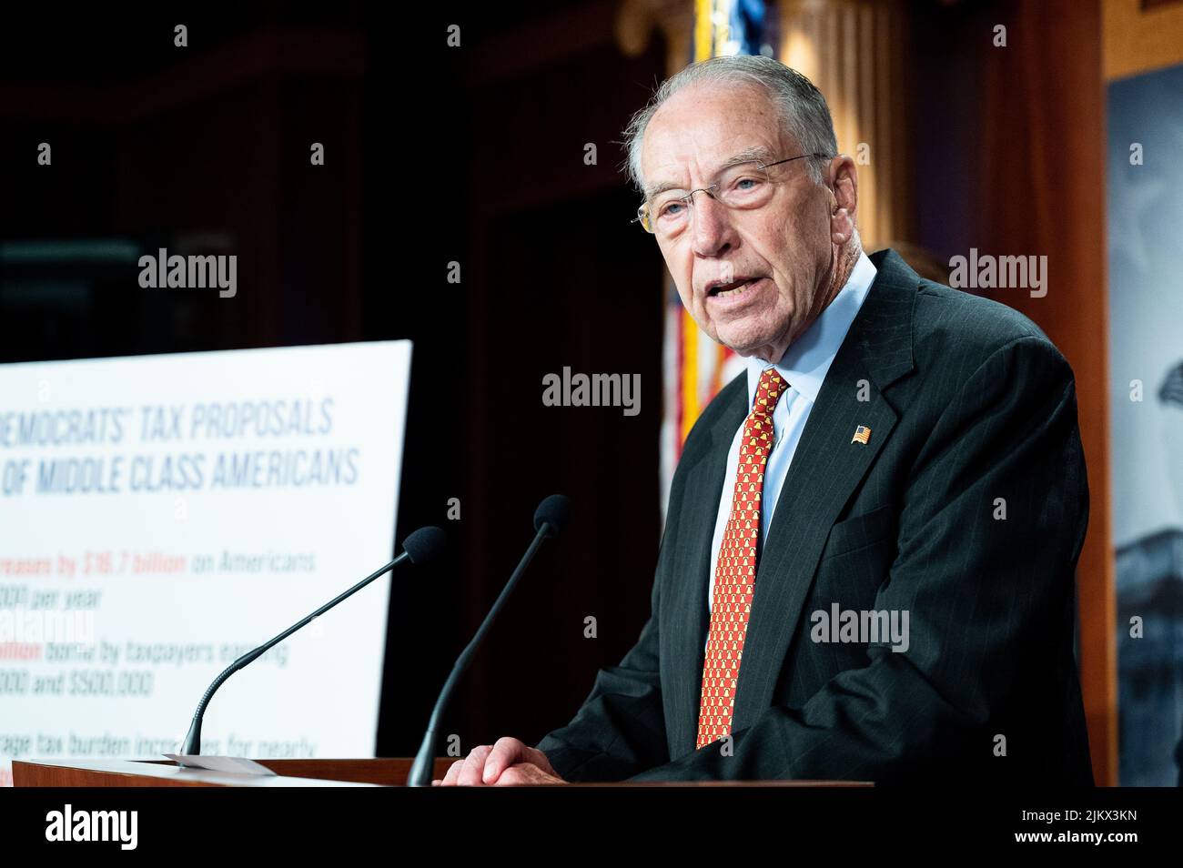 U.S. Senator Chuck Grassley (R-IA) speaking at a press conference ...