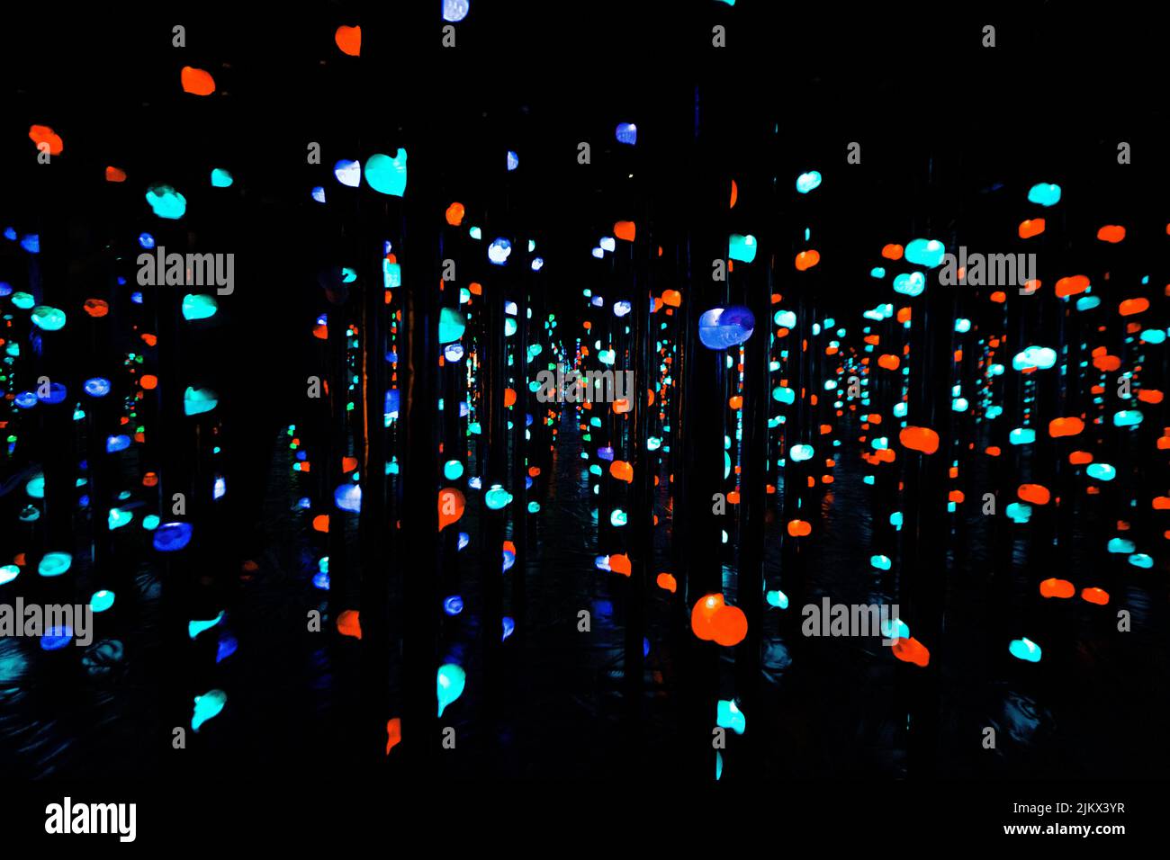 A colorful light art installation at TeamLab Borderless, Tokyo, Japan ...