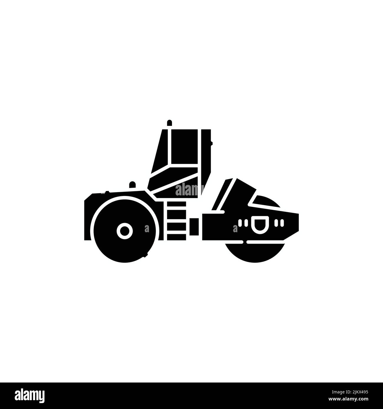 Soil rolling car sign olor line icon. Road construction. Pictogram for ...