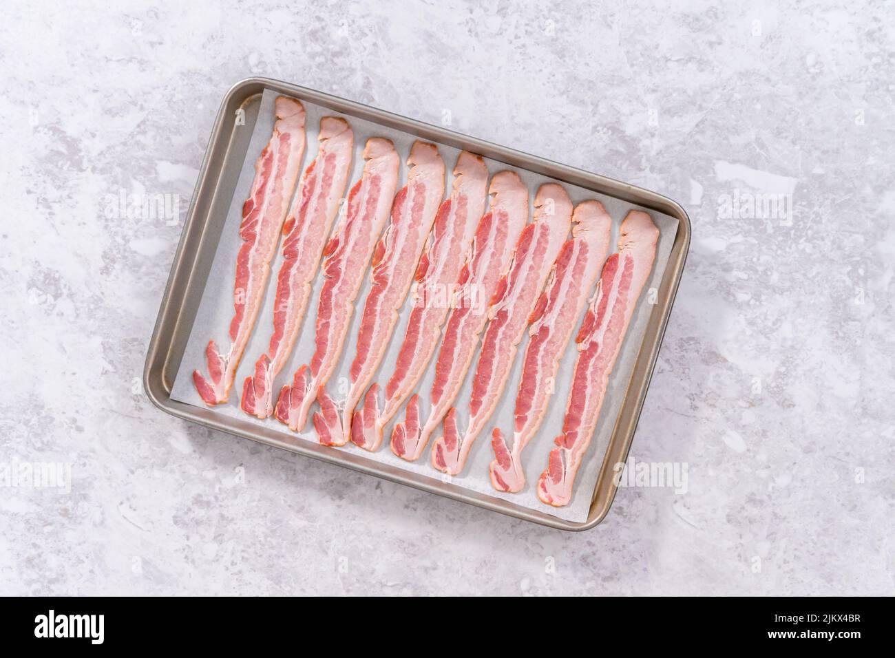 Bacon strips cooking flat lay hi-res stock photography and images - Alamy