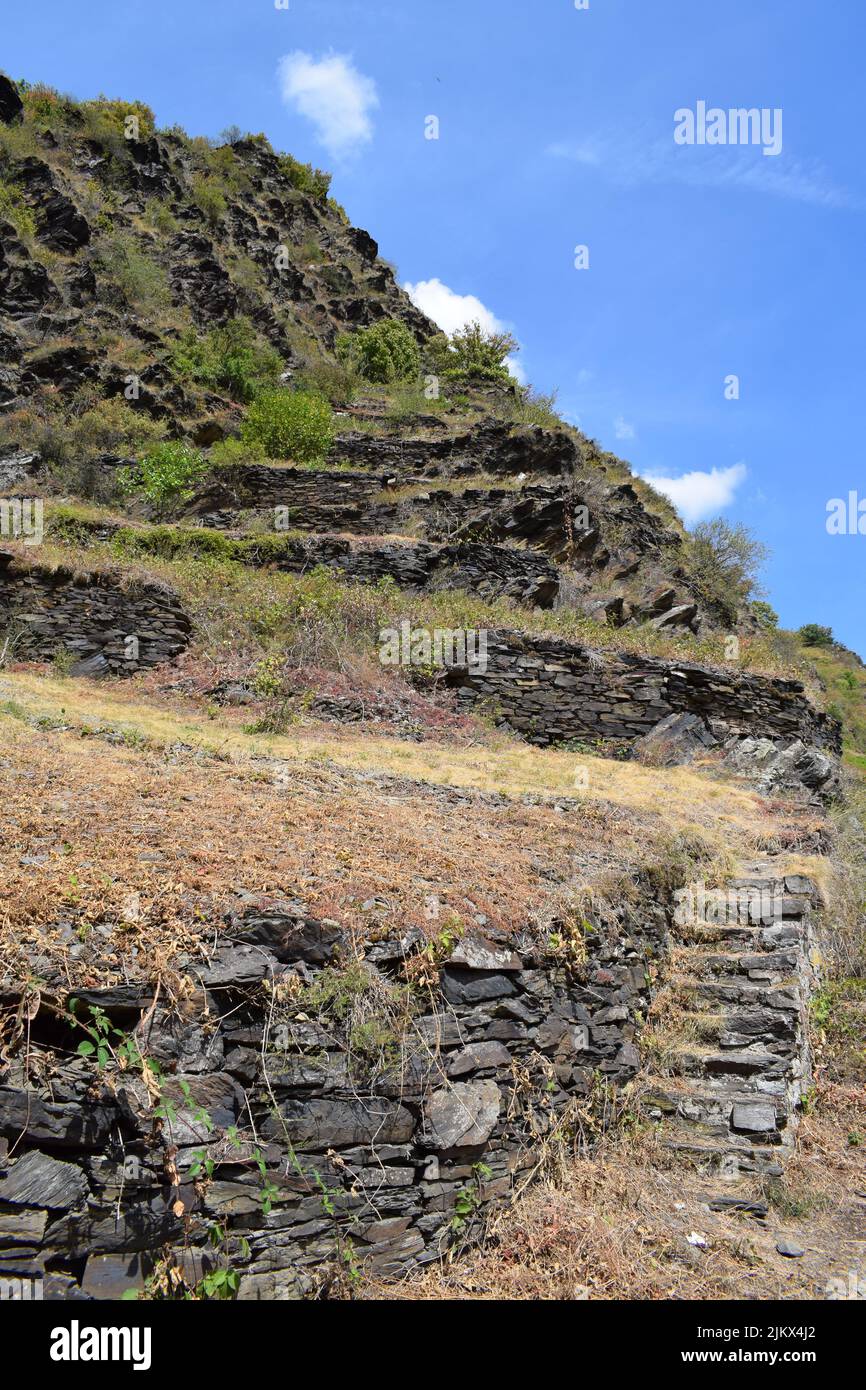 abandoned terraces vineyards on slate rocks Stock Photo - Alamy