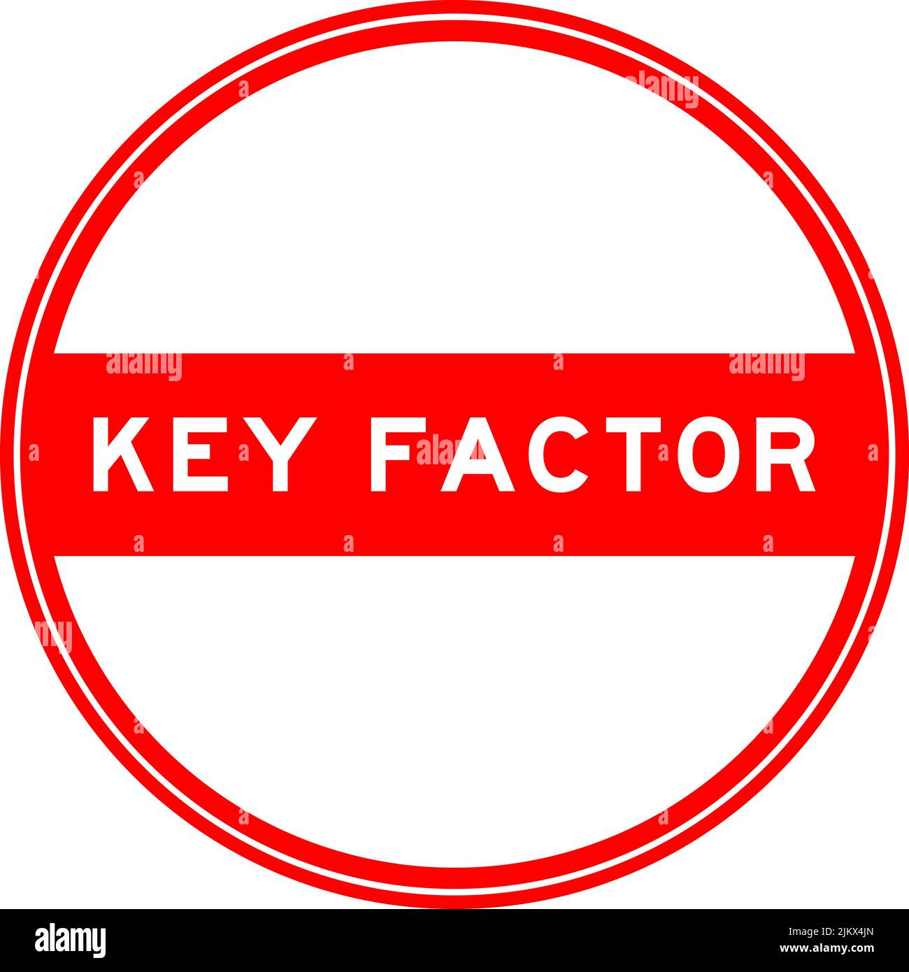 Red color round seal sticker in word key factor on white background ...