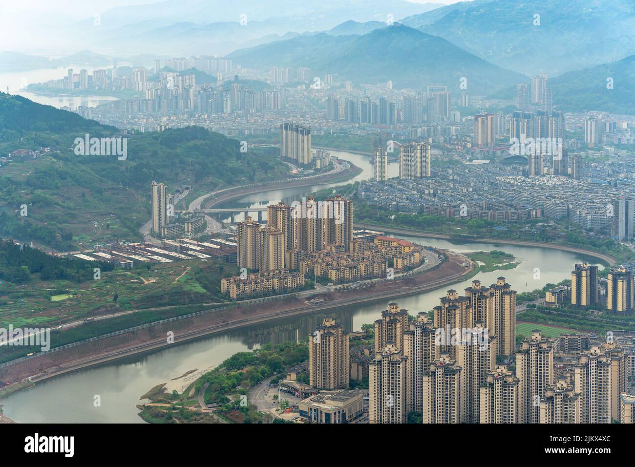 city built by the river Stock Photo - Alamy