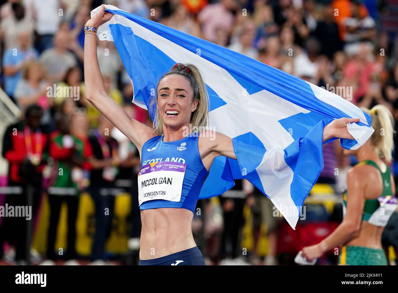 Scotland’s Eilish McColgan celebrates after winning Gold in the Women’s ...