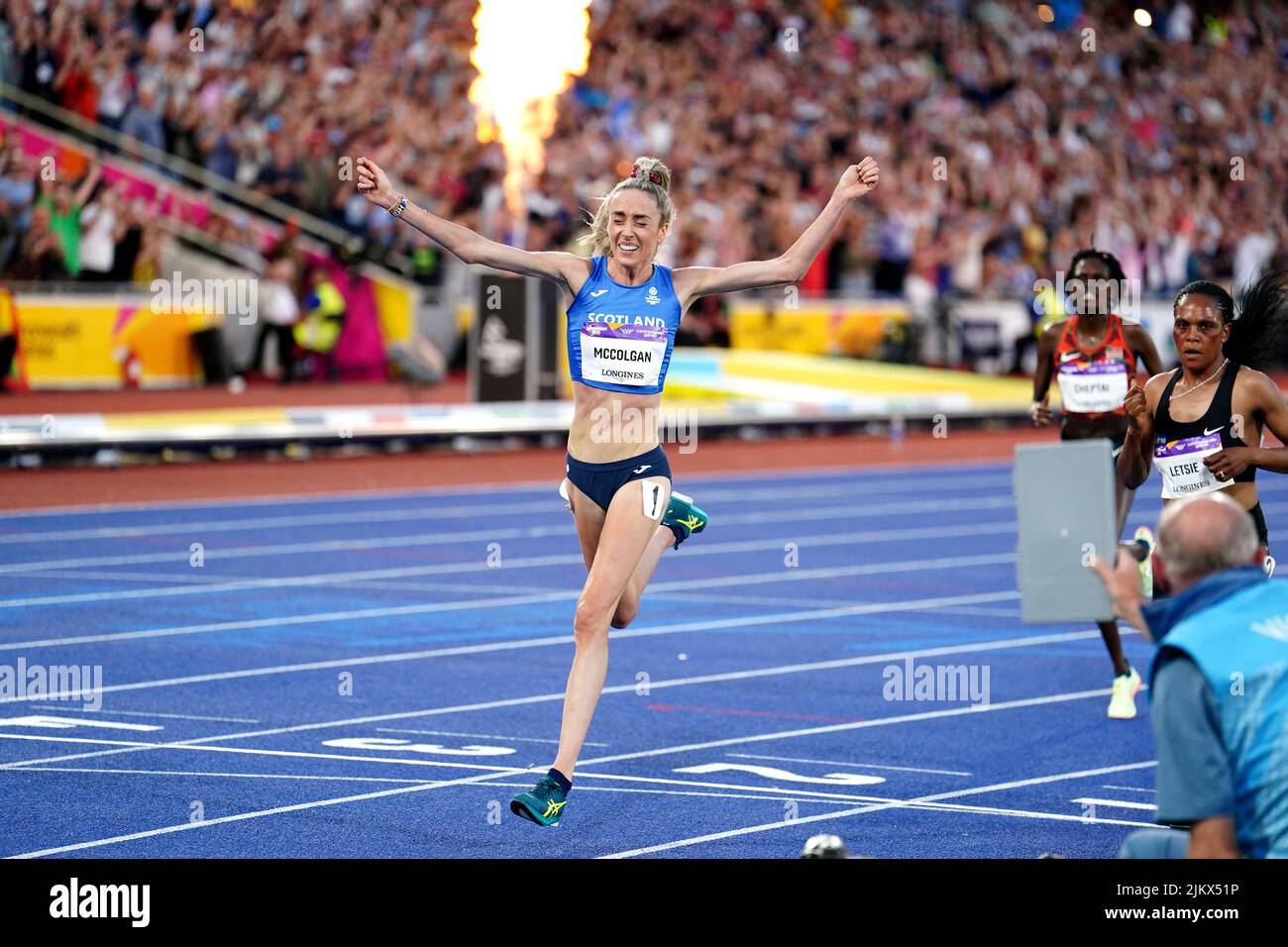 Scotland’s Eilish McColgan celebrates after winning Gold in the Women’s ...