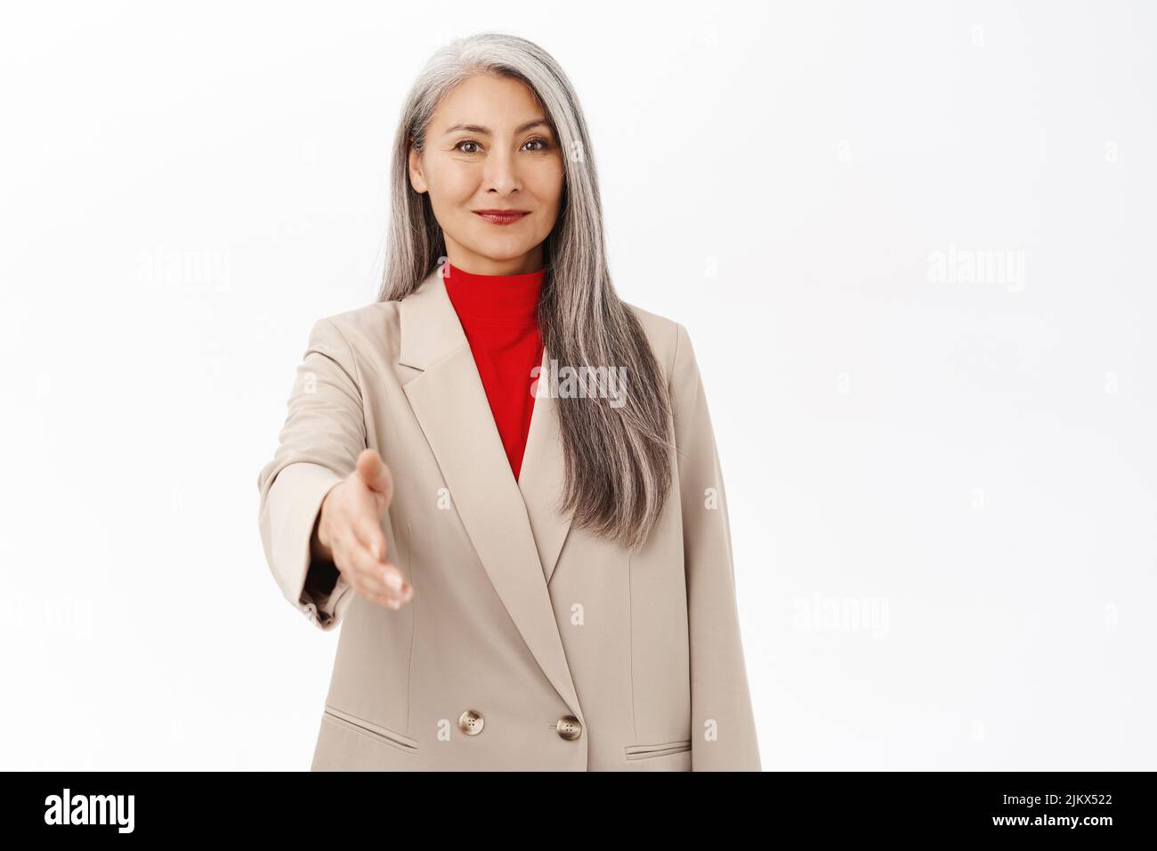 Image of senior, middle-aged asian corporate woman, saleswoman ...