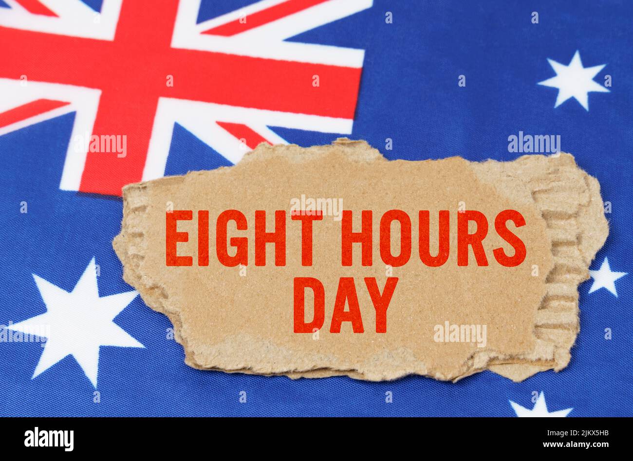 Australian National Holidays. Against the background of the flag of Australia lies cardboard ...